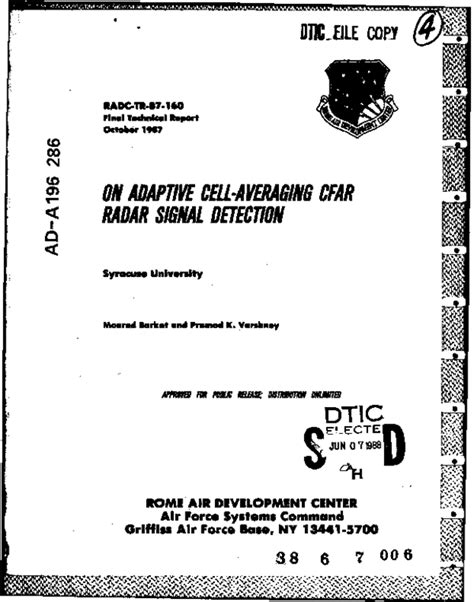 pdf on adaptive cell averaging cfar constant false alarm rate radar
