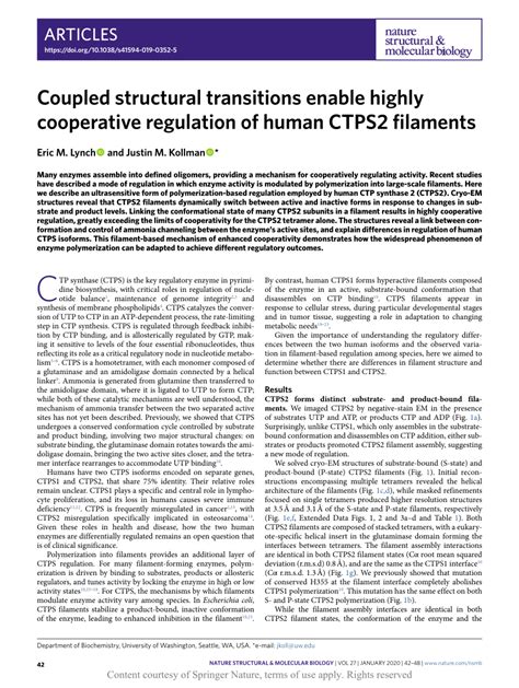Coupled Structural Transitions Enable Highly Cooperative Regulation Of
