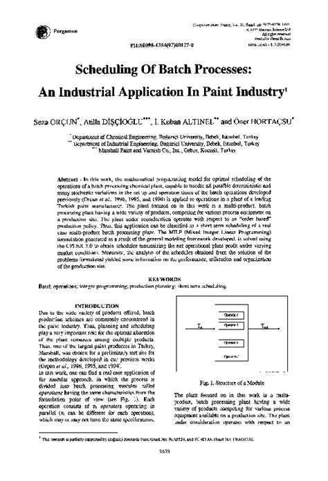 Pdf Scheduling Of Batch Processes An Industrial Application In Paint Industry Pdf Scheduling Of Batch Processes An Industrial Application In Paint Industry