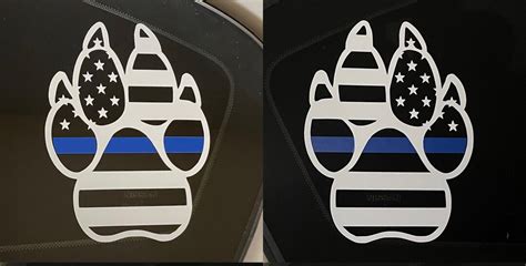 Personalized Thin Blue Line Paw Print Decal Police Dog Decal Custom