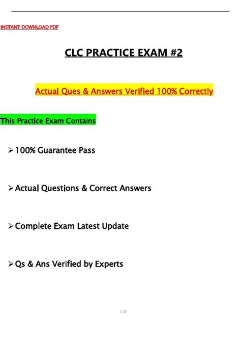 Clc Practice Exam 2 Actual 2025 Questions And Verified Answers 2025 2026 A Grade Complete