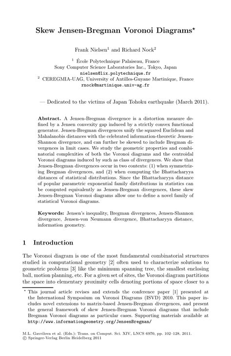 Pdf Skew Jensen Bregman Voronoi Diagrams