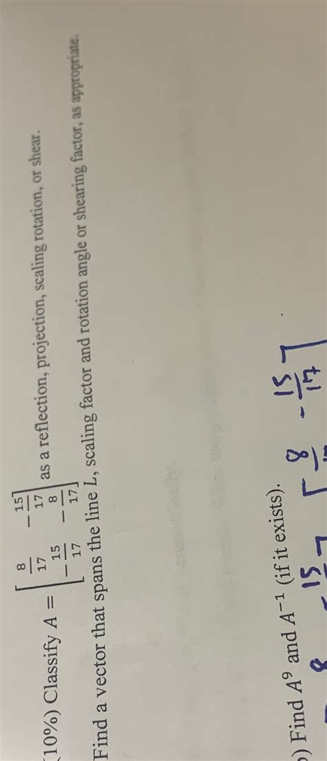 Solved Classify A [817 1517 1517 817] ﻿as A Reflection