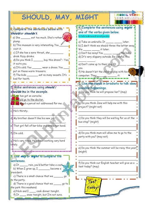 Verbs Worksheets Modal Verbs Worksheets Modals Activity For Grade 6 Images And Photos Finder