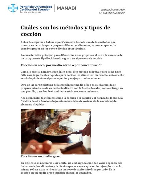 Métodos Y Técnicas De Cocción Pdf Hirviendo Cocinando
