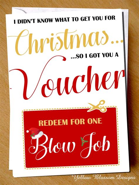 Funny Christmas Greeting Card Blowjob Voucher Husband Etsy