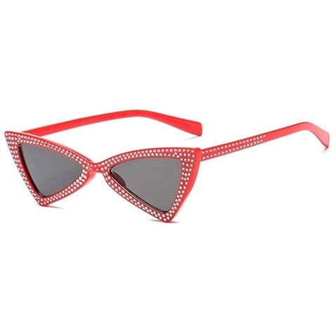 Women Rhinestone Cat Eye Sunglasses Sexy Diamond Triangle Sun Glasses