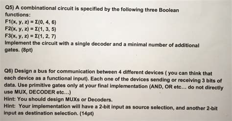 solved q5 a combinational circuit is specified by the