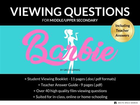 Barbie Film Viewing Questions Including Teacher Answers Teaching