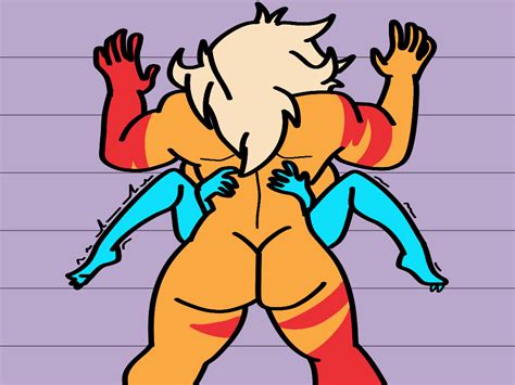 Rule 34 1futa 1girls Against Wall Ass Blue Body Female Implied Futanari Jasper Steven