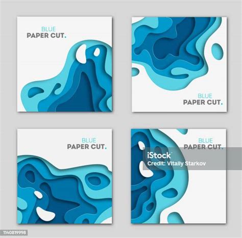 전단지 프리 젠 테이 션 및 포스터에 대 한 종이 절단 디자인 개념입니다 벡터 추상 조각 예술입니다 흰색과 파란색 3d 계층화