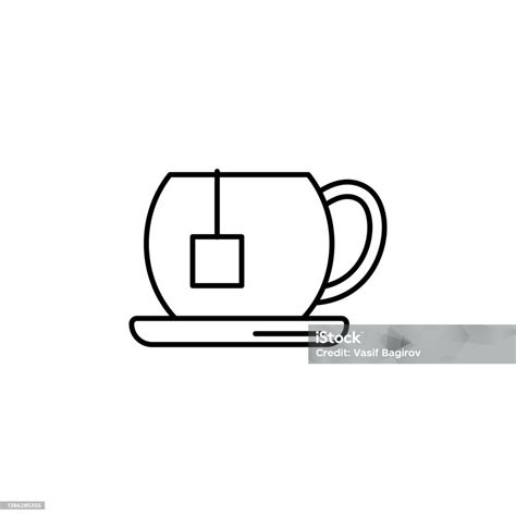 티백 라인 아이콘 윤곽 벡터 사인 흰색에 고립 된 선형 스타일의 그림이있는 티 컵 기호 로고 일러스트레이션 편집 가능한 스트로크 감자 요리에 대한 스톡 벡터 아트 및 기타