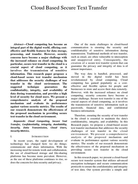 Research Paper Secure Text Transfer Pdf Encryption Key