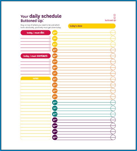 Free Daily Task List Template For Work