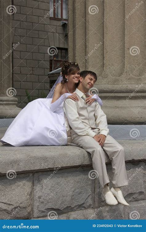Bride And Groom Is Sitting Stock Image Image Of Beautiful