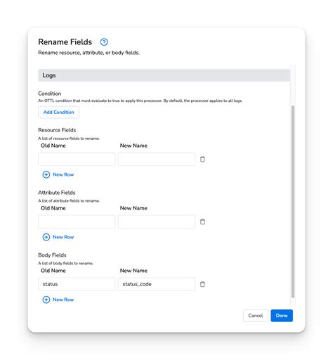 Rename Field Deprecated Honeycomb