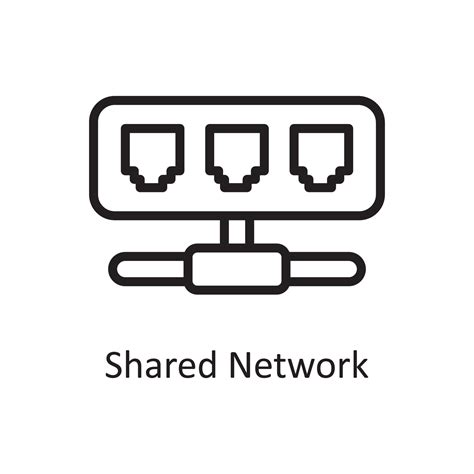 Shared Network Vector Outline Icon Design Illustration Cloud Computing Symbol On White