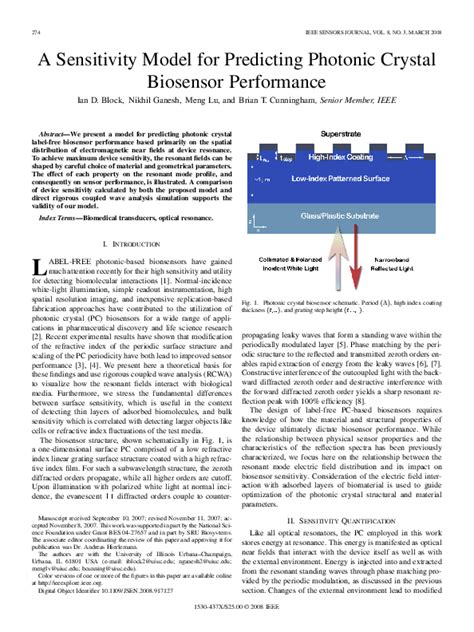 Pdf A Sensitivity Model For Predicting Photonic Crystal Biosensor