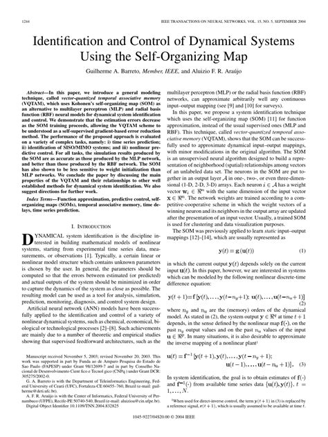 Pdf Identification And Control Of Dynamical Systems Using The Self Organizing Map