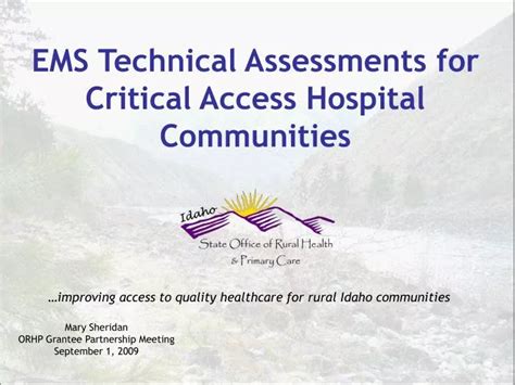 PPT EMS Technical Assessments For Critical Access Hospital Communities PowerPoint Presentation