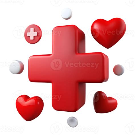 Red Cross Symbol Surrounded By Hearts And Pills 52558488 Png
