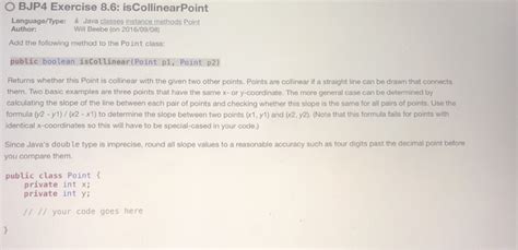Solved O Bjp4 Exercise 86 Iscollinearpoint Languagetype