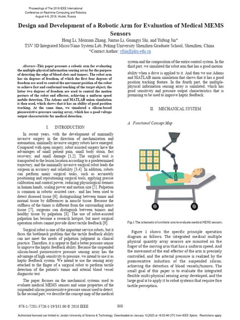 Design And Development Of A Robotic Arm For Evaluation Of Medical Mems Sensors Pdf