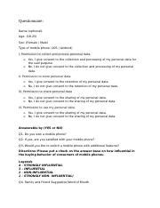 Questionnaire Docx Questionnaire Name Optional Age 18 25 Sex Female Male Type Of Mobile