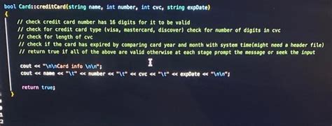 Solved Bool Cardsscreditcardstring Nane Int Number Int