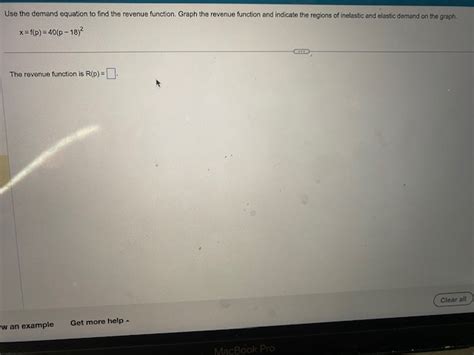 Solved Use The Demand Equation To Find The Revenue Function Chegg Com