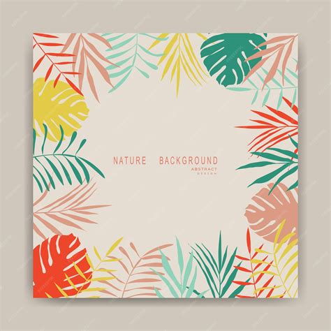 잎과 식물이 있는 추상적인 자연 배경 텍스트를 위한 공간을 복사합니다 벡터 일러스트 레이 션 프리미엄 벡터