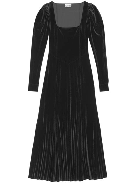 Ganni Square Neck Maxi Dress Black Editorialist