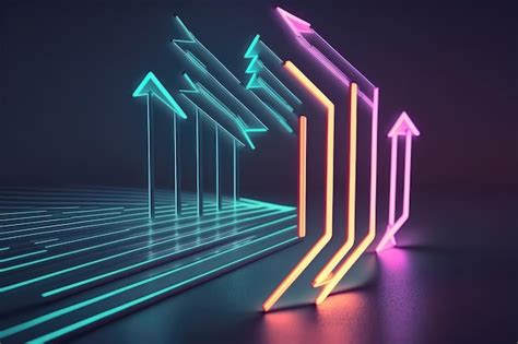 Premium Ai Image Abstract Colorful Neon Arrows Background Illuminated With Glowing Colored