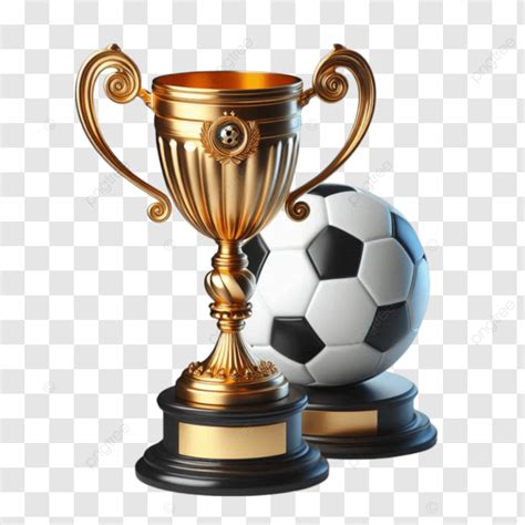 투명한 배경에 축구공이 있는 3d 금 트로피 투명 배경에 축구공이 있는 3d Ggold 트로피 축구공이 달린 금 트로피