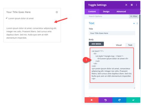 How To Use Divis Text And List Style Options For Unique Toggle And