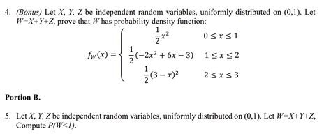 Solved 4 Bonus Let Xyz Be Independent Random Variables