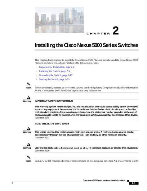 Pdf Installing The Cisco Nexus 5000 Series Switch On Any Equipment