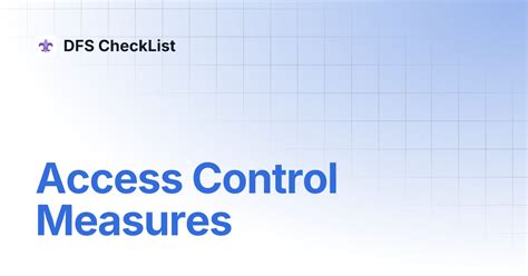 access control measures dfs checklist