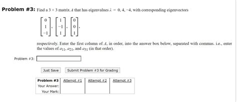 solved oblem 3 find a 3×3 matrix a that has eigenvalues