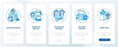 Onboarding Mobile App Page Screen Featuring Concepts For Athome Facial Care Procedures Vector