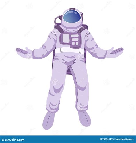 Astronaut Floating In Outer Space Vector Illustration In Cartoon Style