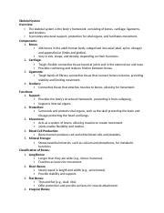 Comprehensive Study On The Human Skeletal System Course Hero