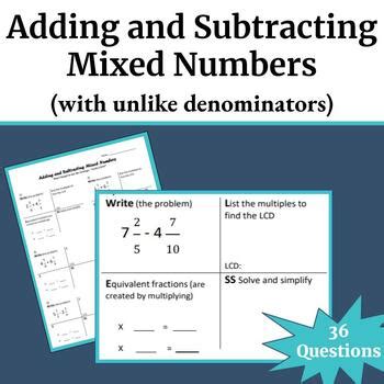 Adding And Subtracting Mixed Numbers With Unlike Denominators By Chloe And Cats