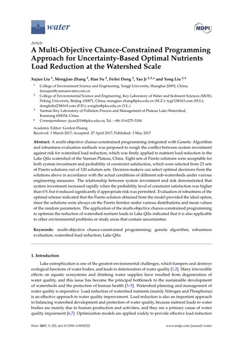 PDF A Multi Objective Chance Constrained Programming Approach For