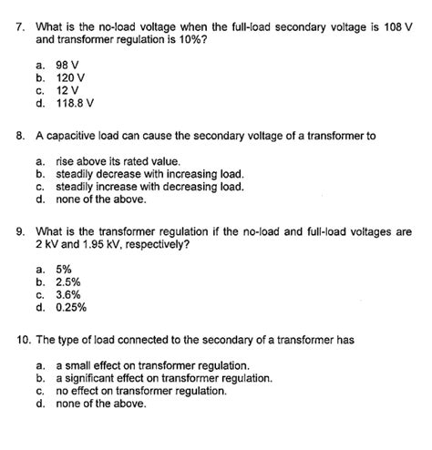 Solved What Is The No Load Voltage When The Full Load Chegg Com