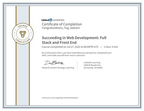 Yug Jadvani On Linkedin Certificate Of Completion