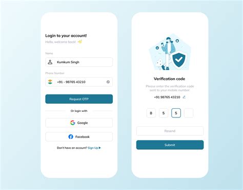 Otp Based Login Screen Behance