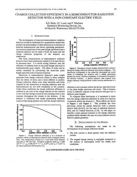 Pdf Charge Collection Efficiency In A Semiconductor Radiation Detector With A Non Constant