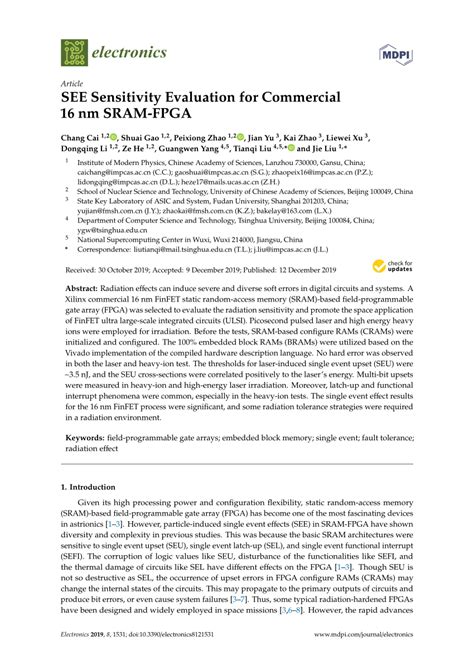 Pdf See Sensitivity Evaluation For Commercial 16 Nm Sram Fpga