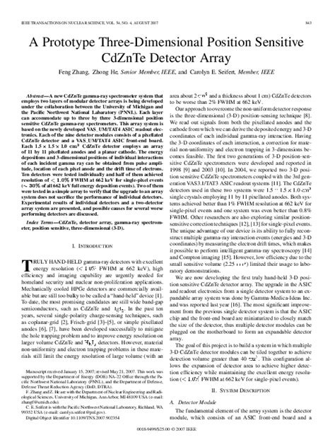 Pdf A Prototype Three Dimensional Position Sensitive Cdznte Detector Array